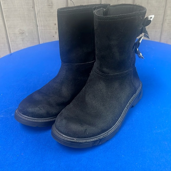 UGG | Shoes | Black Uggs With Silver Ribbon | Poshmark